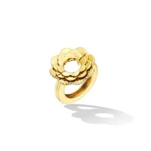 CADAR Tu Trio 18k Yellow Flower Engagement Ring | Flower Ring Enhancer