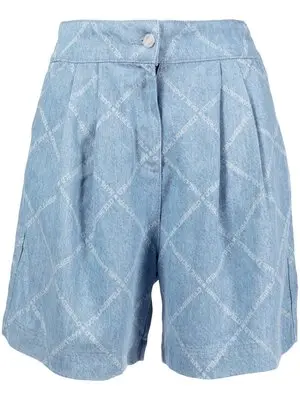 Karl Lagerfeld Logo-print Denim Shorts - Blue