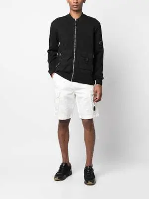 C.P. COMPANY Logo-plaque Cargo Shorts - White