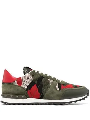 Valentino Garavani Camouflage Rockrunner Low-top Sneakers - Green