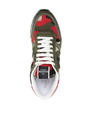 Valentino Garavani Camouflage Rockrunner Low-top Sneakers - Green