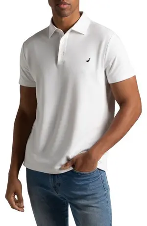 HYPERNATURAL El Capitán Classic Fit Supima® Cotton Blend Piqué Golf Polo - White