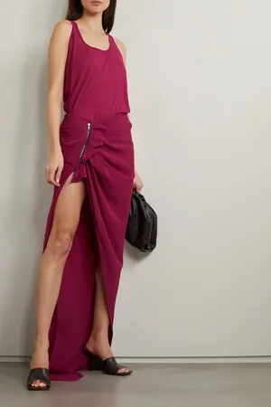 Rick Owens Gathered Asymmetric Crepe Maxi Skirt - Pink
