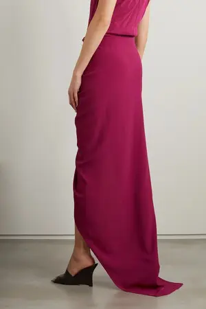 Rick Owens Gathered Asymmetric Crepe Maxi Skirt - Pink