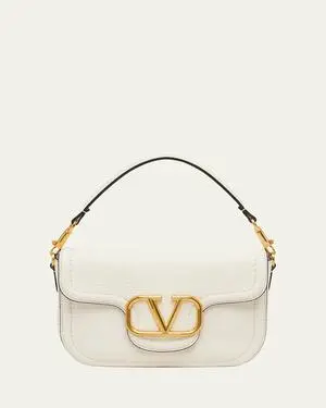 Valentino Garavani Vlogo Flap Leather Shoulder Bag - Ivory