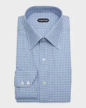 TOM FORD Slim Fit Micro-check Dress Shirt - Combo Blue