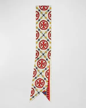 Tory Burch T-monogram Silk Ribbon Tie - Deco T Monogram C