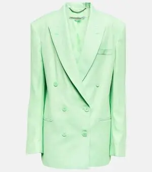 Stella McCartney Double-breasted Linen-blend Blazer - Green