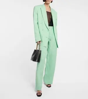 Stella McCartney Double-breasted Linen-blend Blazer - Green