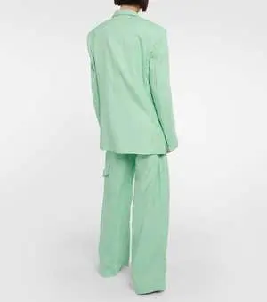 Stella McCartney Double-breasted Linen-blend Blazer - Green