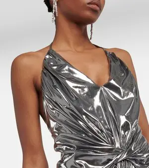 Alexandre Vauthier Halterneck Midi Dress - Metallic
