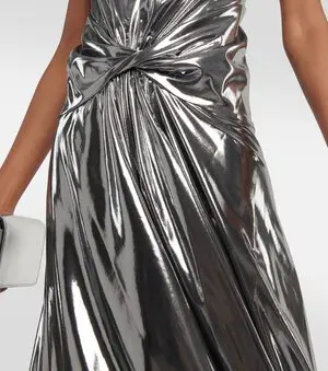 Alexandre Vauthier Halterneck Midi Dress - Metallic