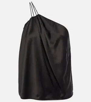THE SEI One-shoulder Silk Satin Top