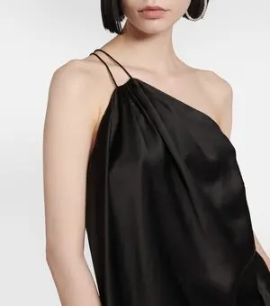 THE SEI One-shoulder Silk Satin Top
