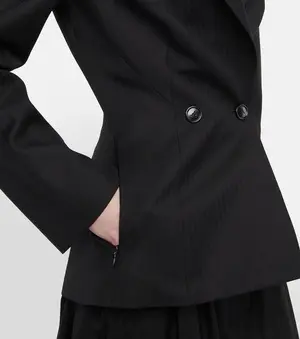 Alaïa Herringbone Wool Gabardine Double-breasted Blazer