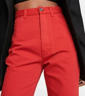 Alaïa High-rise Bootcut Jeans In Rouge