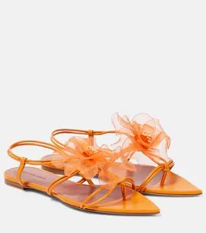NENSI DOJAKA Appliqué Leather Thong Sandals - Orange