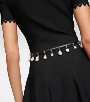 Alaïa Faux Pearl-embellished Leather Belt