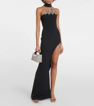 David Koma Crystal-embellished Asymmetric Gown