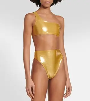 Jade Swim Incline High-rise Bikini Bottom - Gold