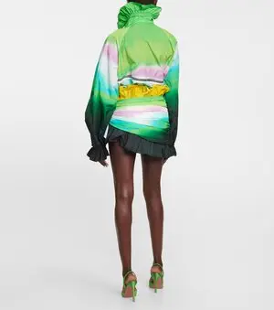 AREA Ombré Ruffled Miniskirt