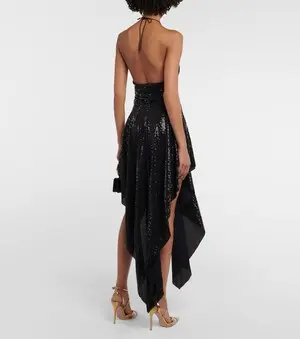 Alexandre Vauthier Sequined Halterneck Mini Dress - Black