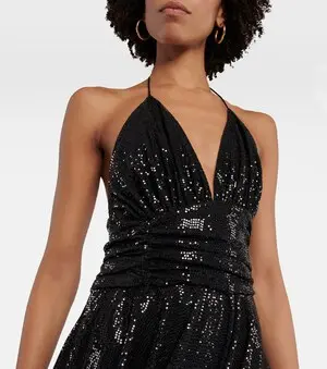 Alexandre Vauthier Sequined Halterneck Mini Dress - Black