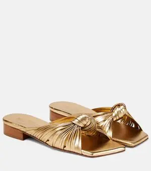 SOULIERS MARTINEZ Feston Leather Sandals - Gold