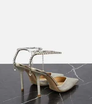 JIMMY CHOO Saeda 100 Embellished Glitter Pumps