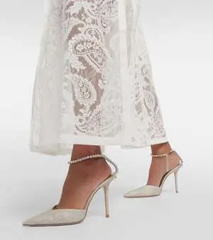 JIMMY CHOO Saeda 100 Embellished Glitter Pumps