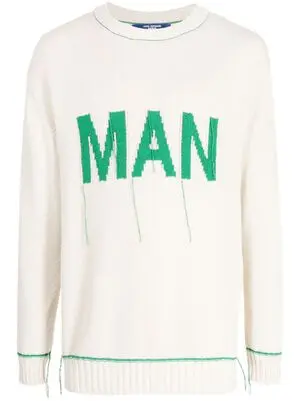 Junya Watanabe Jacquard-logo Knitted Sweatshirt - Neutrals