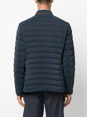 MOORER Quilted-finish Buttoned-up Coat - Blue