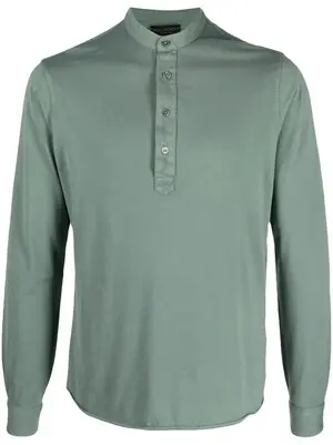 DELL'OGLIO Band-collar Cotton Polo Shirt