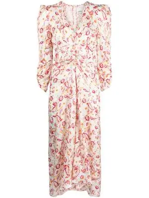 Isabel Marant Étoile Flower-print Silk-blend Midi Dress - Neutrals