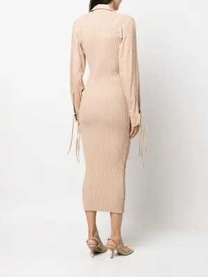 ANDREĀDAMO Gradient-effect Ribbed-knit Midi Dress - Neutrals