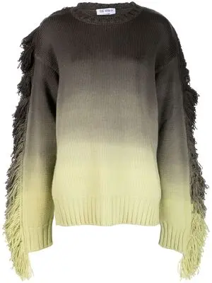 Attico Fringe-trimmed Ombré Sweater - Grey