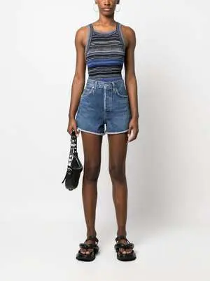 AGOLDE Rolled-hem Denim Shorts - Blue