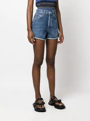 AGOLDE Rolled-hem Denim Shorts - Blue