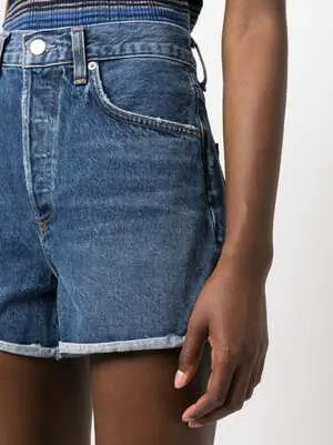 AGOLDE Rolled-hem Denim Shorts - Blue