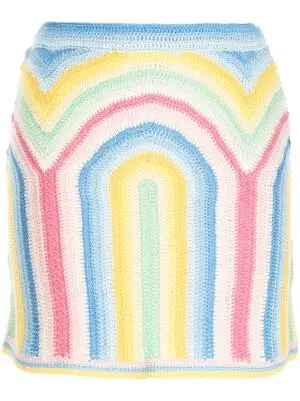 Casablanca Rainbow Crochet Mini Skirt