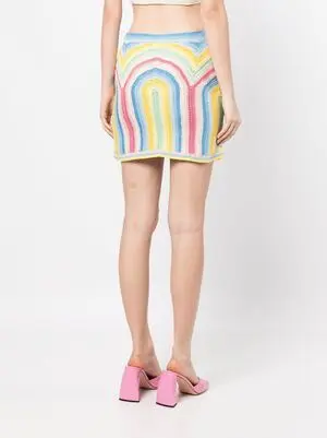 Casablanca Rainbow Crochet Mini Skirt