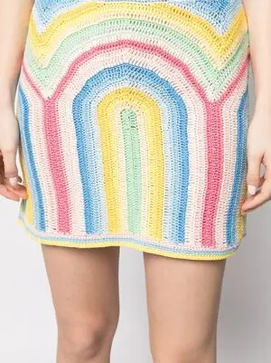 Casablanca Rainbow Crochet Mini Skirt