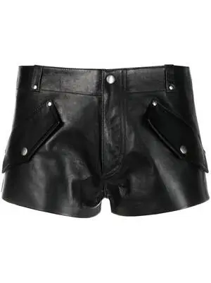 DURAZZI MILANO Flap-detail Mini Leather Shorts