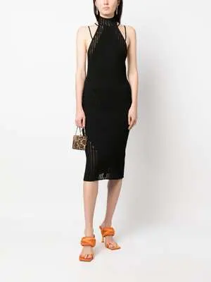 ANDREĀDAMO Halterneck Knitted Midi Dress - Black