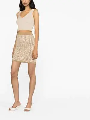 Balmain Monogram-jacquard Miniskirt - Neutrals