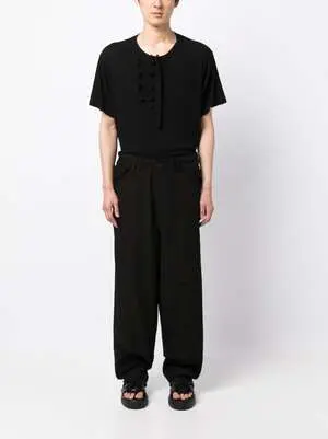 Yohji Yamamoto Side-button Cotton-blend Trousers