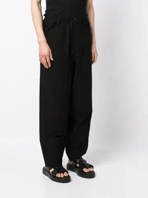Yohji Yamamoto Side-button Cotton-blend Trousers