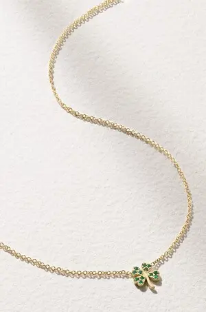 JENNIFER MEYER Mini Clover Emerald Necklace