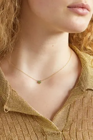JENNIFER MEYER Mini Clover Emerald Necklace