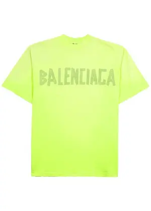 Balenciaga Tape Logo Cotton T-shirt Yellow
